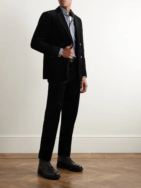 Mr P. Double-breasted Cotton And Cashmere-blend Corduroy Blazer - Black
