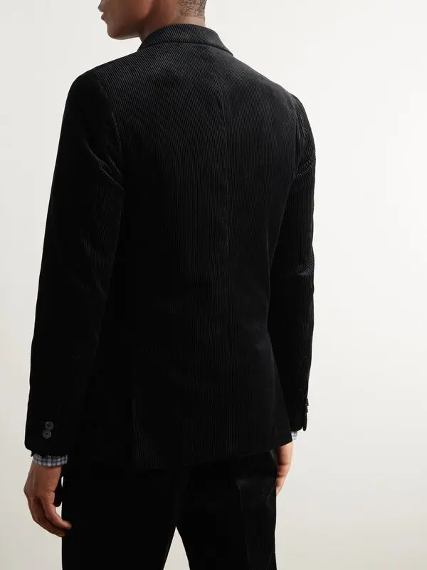 Mr P. Double-breasted Cotton And Cashmere-blend Corduroy Blazer - Black