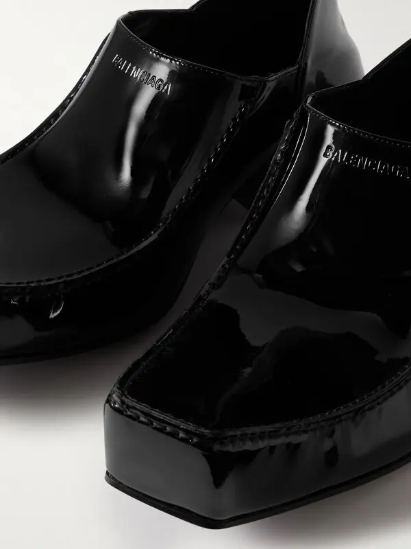 Balenciaga Romeo Collapsible-Heel Patent-Leather Loafers - Black