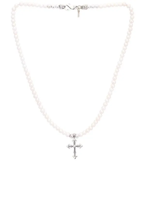 Emanuele Bicocchi Pearl Necklace With Cross - White