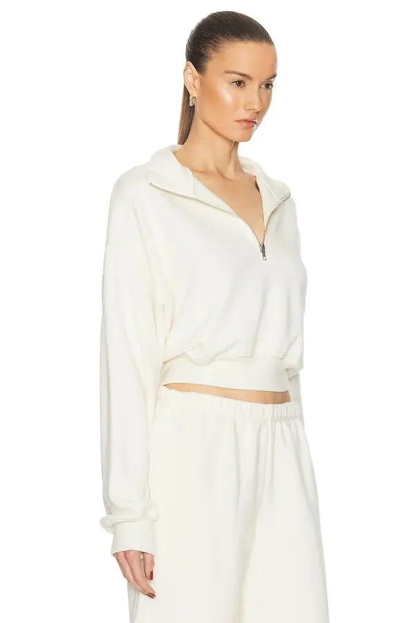 eterne - Eterne Cropped Half-Zip Sweatshirt