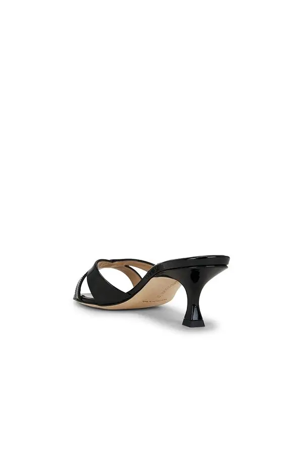 Manolo Blahnik Callamu 50 Patent Mule Sandal - Black