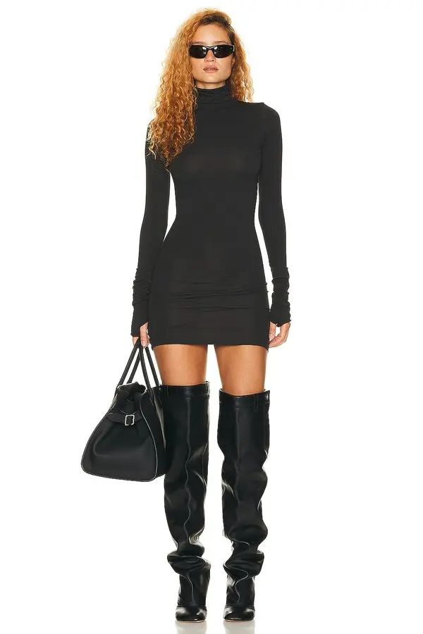 helsa black long sleeve dress Helsa Black Mini Dress by Helsa