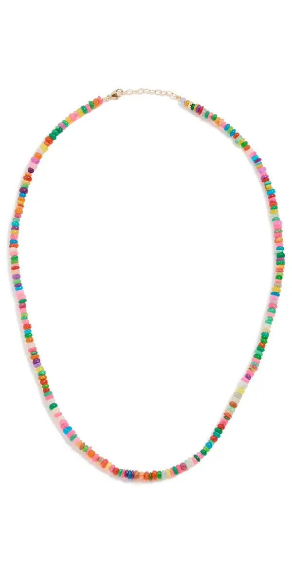Jia Jia Smooth Round Opal Necklace - Rainbow