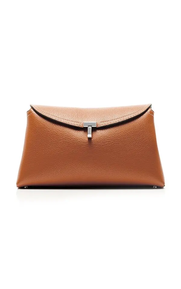 TOTEME T-lock Pebble-grained Leather Clutch