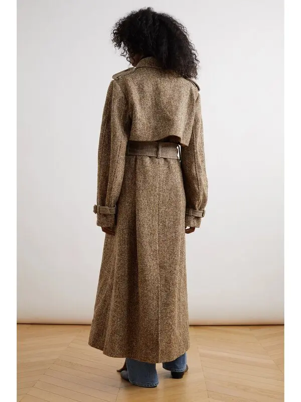 Chloé Belted Wool-blend Tweed Coat
