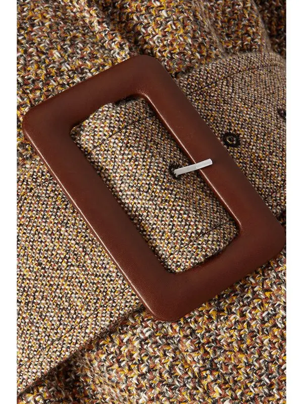 Chloé Belted Wool-blend Tweed Coat