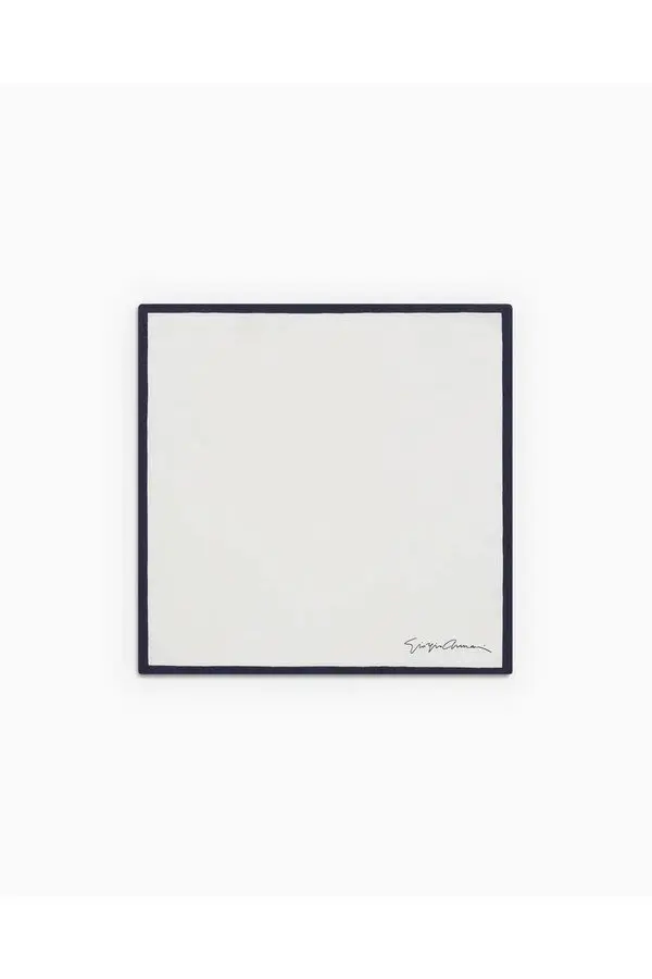 Giorgio Armani Silk Pocket Square With Logo - White