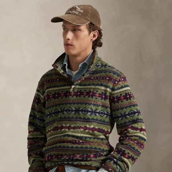 Polo Ralph Lauren Fair Isle-inspired Fleece Pullover - Green Combo