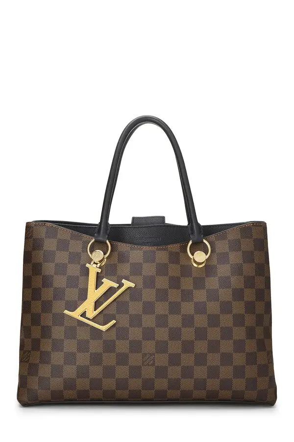 LOUIS VUITTON Damier Ebene Riverside Tote - Black