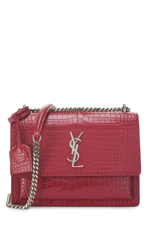 Saint Laurent Embossed Leather Sunset - Red