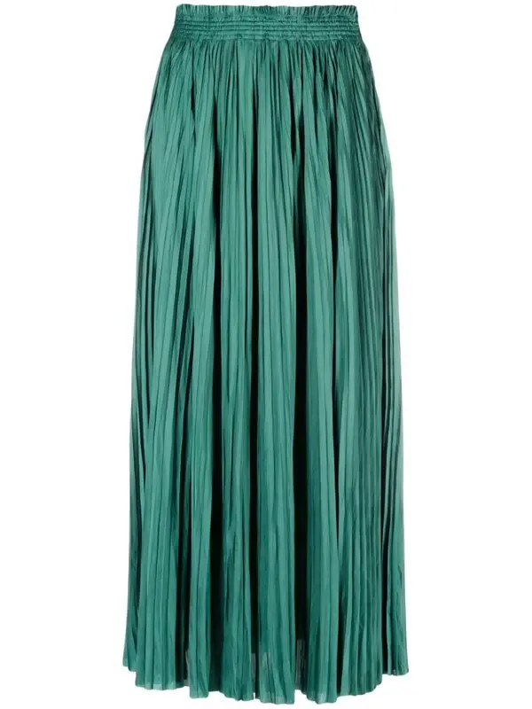 Ulla Johnson Pleated Satin Midi Skirt