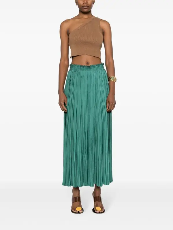 Ulla Johnson Pleated Satin Midi Skirt