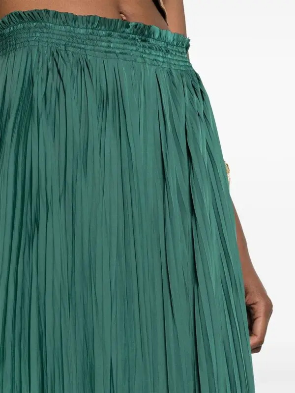 Ulla Johnson Pleated Satin Midi Skirt