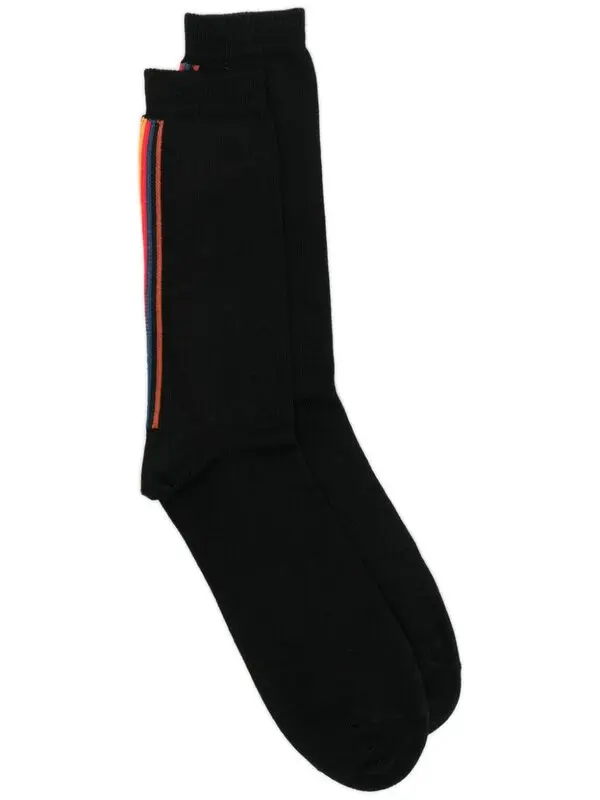 Paul Smith Stripe-detailing Cotton Ankle Socks - Black