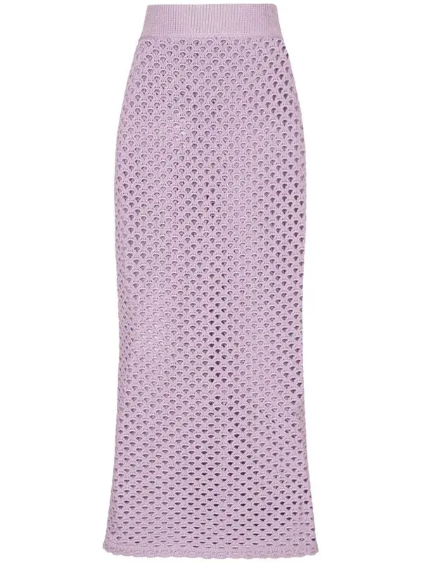 Dolce & Gabbana Crochet-knit High-waist Skirt - Purple