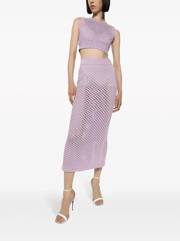 Dolce & Gabbana Crochet-knit High-waist Skirt - Purple