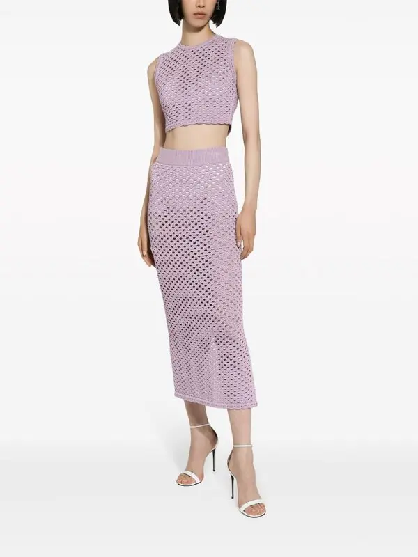Dolce & Gabbana Crochet-knit High-waist Skirt - Purple