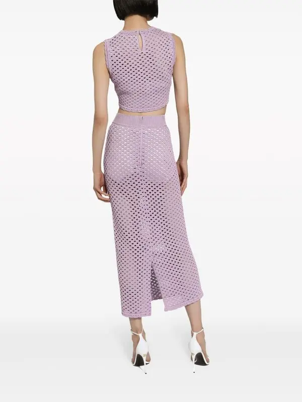 Dolce & Gabbana Crochet-knit High-waist Skirt - Purple