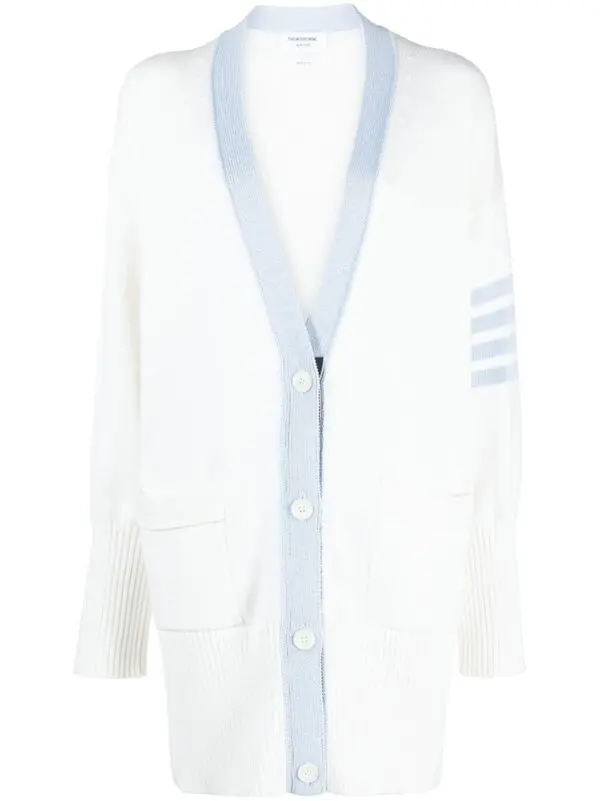 Thom Browne 4-bar Cotton Cardigan - White