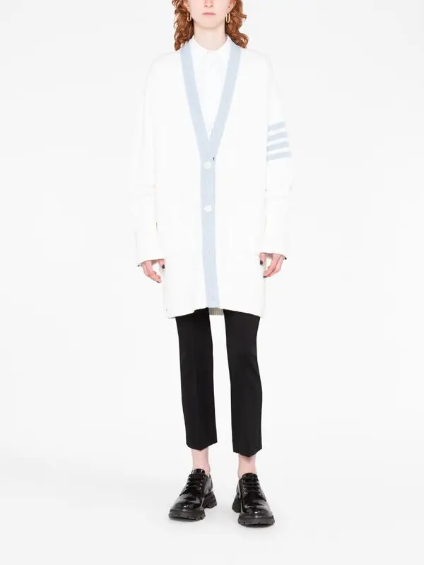 Thom Browne 4-bar Cotton Cardigan - White