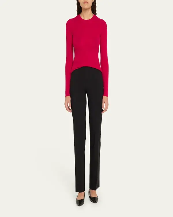 Michael Kors Hutton Ribbed Cashmere Pullover - Black