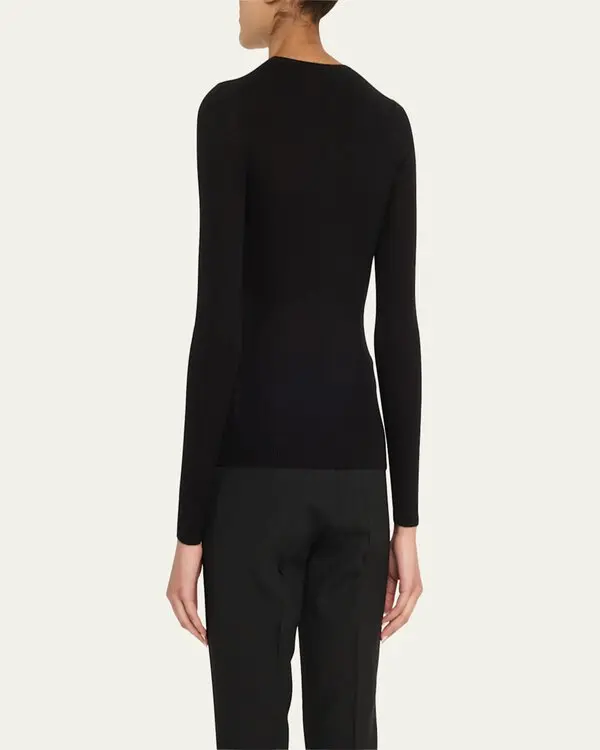 Michael Kors Hutton Ribbed Cashmere Pullover - Black