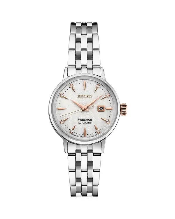 SEIKO Presage 30mm Diamond Watch - Silver/rose Gold