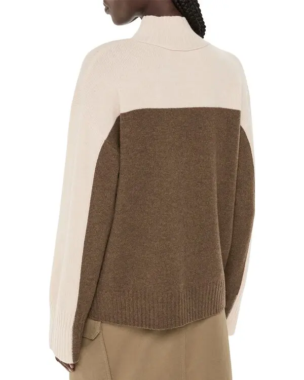 Whistles Wool Color Blocked Turtleneck Sweater