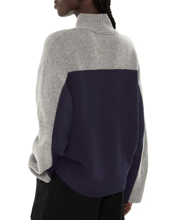 Whistles Wool Color Blocked Turtleneck Sweater - Navy/multi