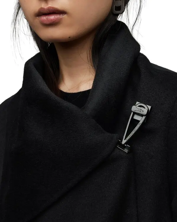 Allsaints Monument Eve Wool Blend Coat Black Editorialist