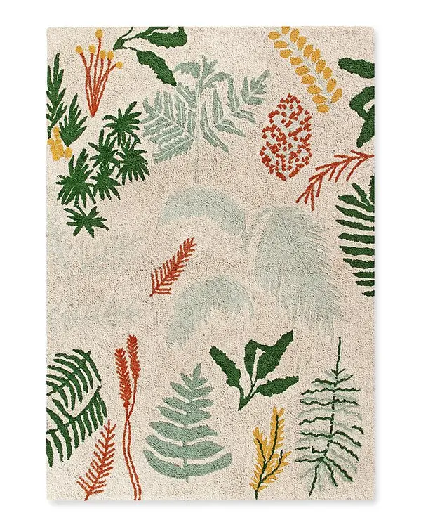 LORENA CANALS Plants Botanic Washable Area Rug, 4'7 X 6'7 - Ivory/green