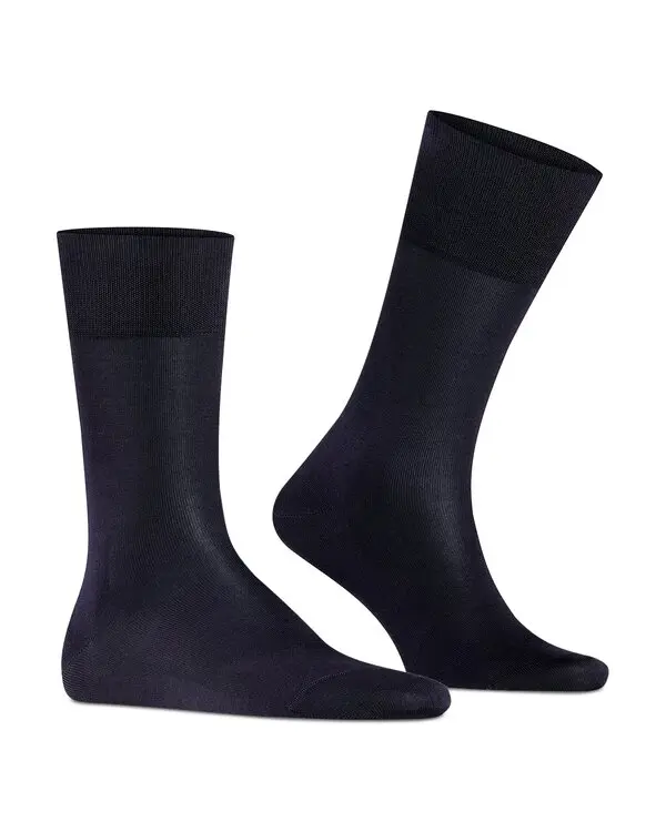 Falke Cotton Blend Fil D'ecosse Mid-calf Socks - Dark Navy