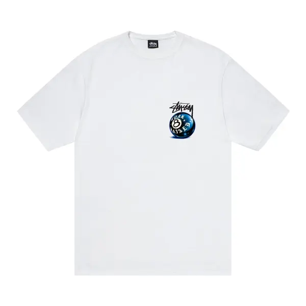 StÜssy X Born X Raised 8 Ball Tee - White