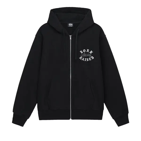 StÜssy X Born X Raised Logo Zip Hoodie - Black