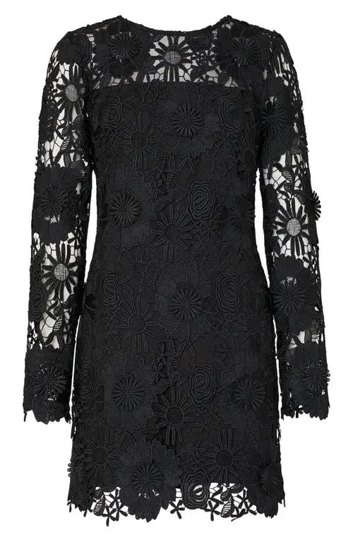 milly nessa 3d lace dress Milly Nessa Long Sleeve 3d Lace Sheath Dress - Black