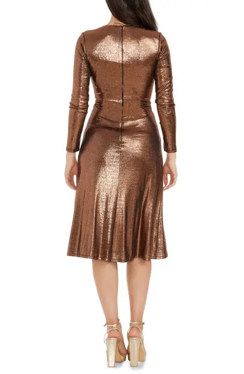 Dress The Population Daria Metallic Fit & Flare Dress In Bronze - 45% Off |  Editorialist