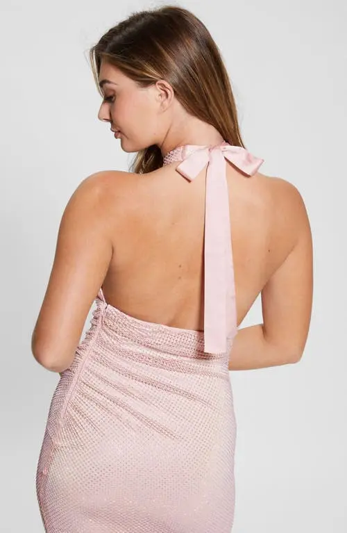 Guess Rhinestone Halter Neck Cocktail Dress - Blushed Bride Multi |  Editorialist