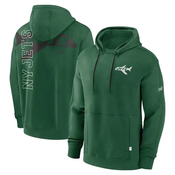 Nike New York Jets Throwback Layered Logo Statement Pullover Hoodie