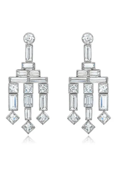 MINDI MOND Frenchie Diamond Chandelier Earrings - Platinum