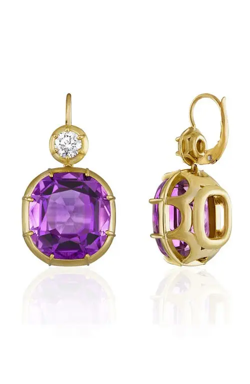 MINDI MOND Imperial Amethyst And Diamond Drop Earrings