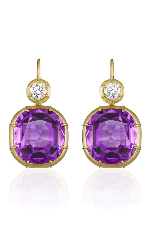 MINDI MOND Imperial Amethyst And Diamond Drop Earrings