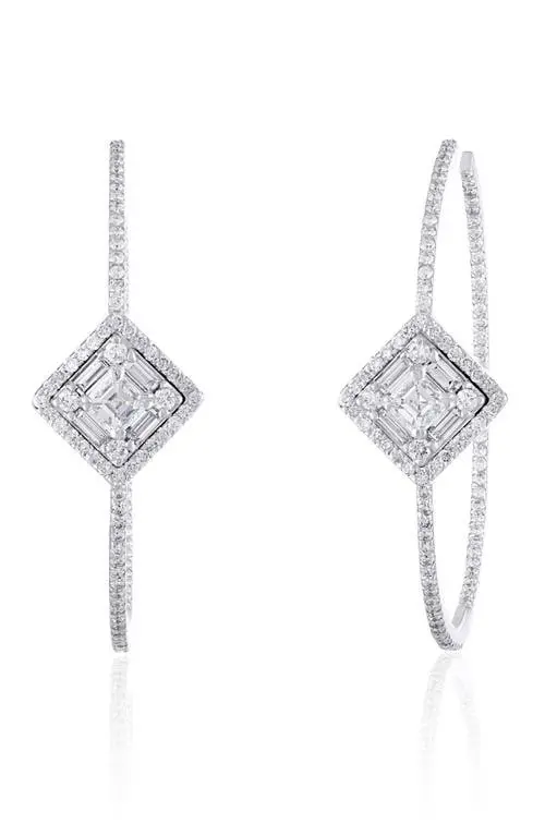 MINDI MOND Clarity Asscher Diamond Hoop Earrings - D4.00 18kwg