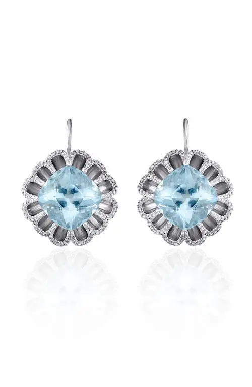 MINDI MOND Floating Aquamarine And Diamond Drop Earrings