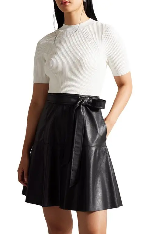 Ted Baker London Olivia Mixed Media Mini Dress