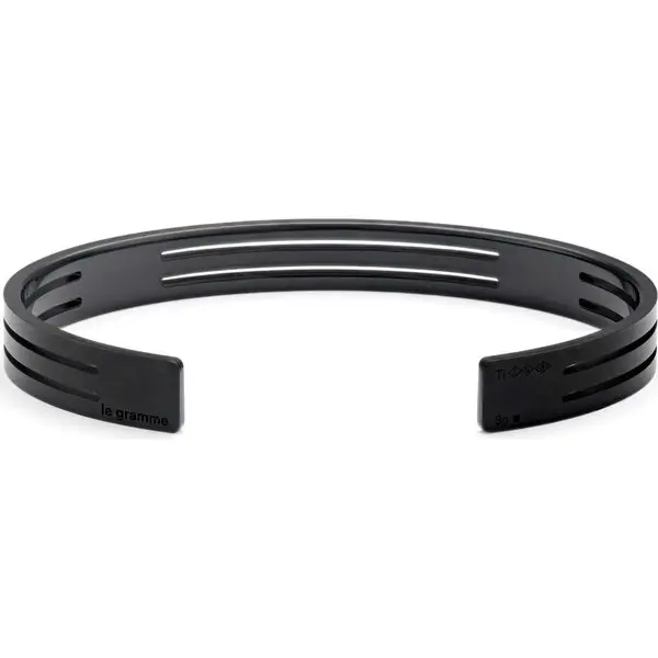 Le Gramme 8g Punched Titanium Ribbon Cuff Bracelet - Black Titanium
