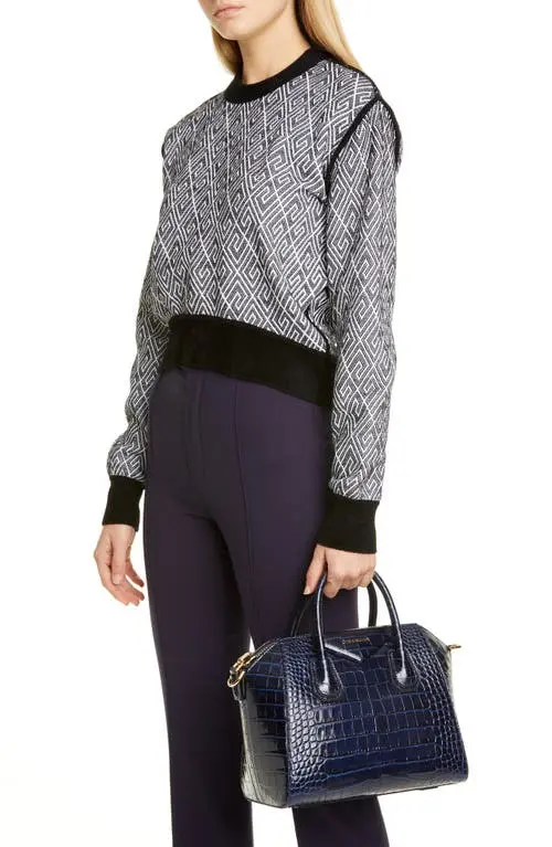 Givenchy Antigona Croc-embossed Calfskin Satchel