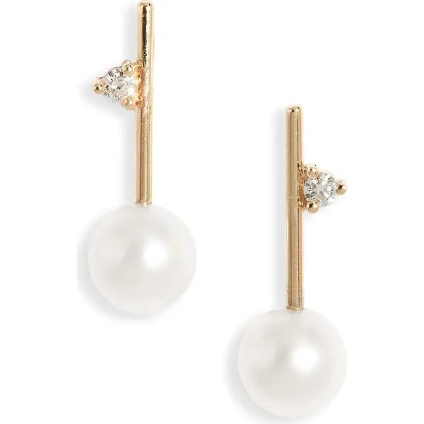 POPPY FINCH Diamond And Cultured Pearl Drop Earrings - 14kyg
