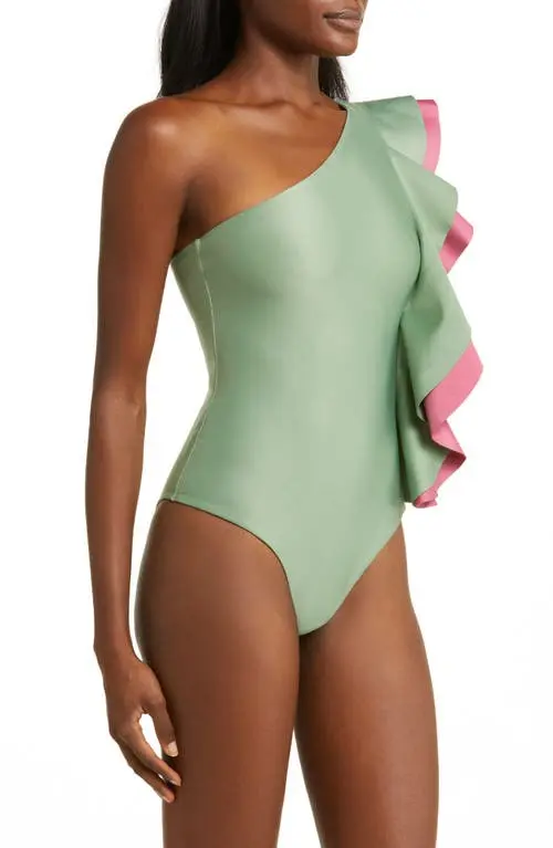 Farm Rio Ruffle One-shoulder One-piece Swimsuit