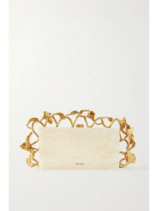 Cult Gaia Fana Marbled Acrylic Clutch - Neutrals